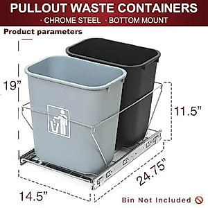Kitchenflex Cabinet Trash Can Pull Out Kit-Bin Not Included| Space-Saving Cabinet Solution with Easy Installation | Efficient Waste Management| Pull Out Garbage Can for Kitchen Cabinet