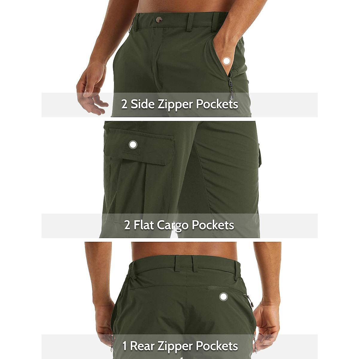 MAGCOMSEN Mens Cargo Shorts Summer Shorts Athletic Hiking Quick Dry Shorts Tactical Long Shorts for Men Basketball Fishing Sweat Shorts Green