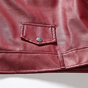 Mens Leather Motorcycle Jacket Vintage Lightweight Soft Patent Faux Leather Jacket Slim Lapel Zip Long Sleeve Jacket(Black,Large)