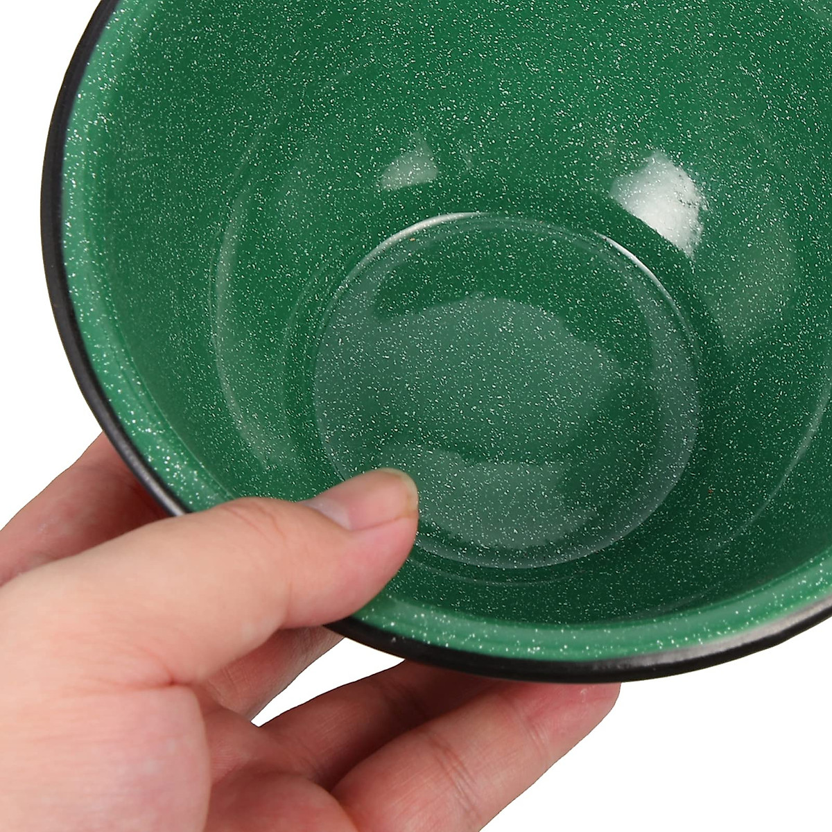 UPKOCH Enamel Bowl Vintage Mixing Bowl Soup Basin Soup Bowl Cereal Bowls Plate Round Farmhouse Enameled Bowls Enamelware for Salads Vegetables Soups Fruits Green