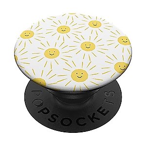 Smiling Sun Pattern Cute Happy Sunny Face Nature Cartoon PopSockets Swappable PopGrip