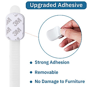 Mum & Cub Child Safety Locks, Baby Proofing Latches for Cabinet, Drawer, Toilet, Refrigerator, Oven, Dresser and More, Strap Design, Strong Adhesive, Easy to Use (4 Locks, 4 Outlet Plug Covers)