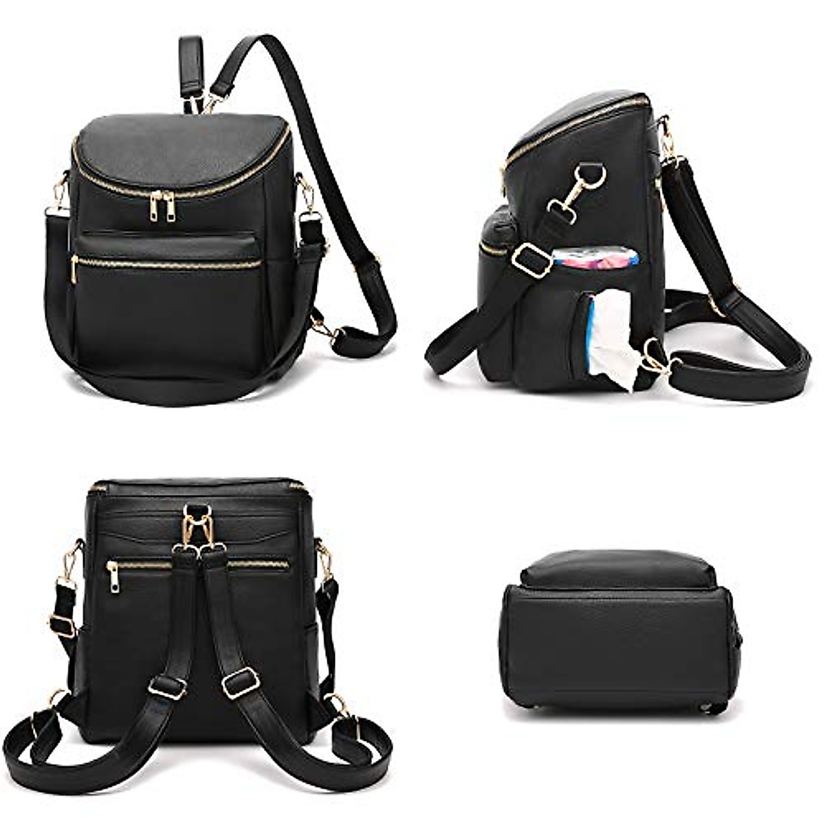 I IHAYNER Diaper Bag Backpack Leather Backpack for Women Travel Backpack Baby Bag Large with Troller Straps Capacity for Wet Clothes, Breast Pump, Milk Bottle Brown