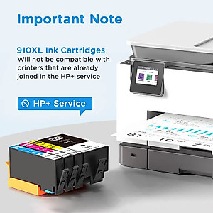 910XL Ink Cartridges Combo Pack Compatible with HP 910XL 910 XL High Yield, Work for OfficeJet Pro 8025e 8035e 8025 8035 8028e 8020 8022 8028 8015 Printer (BCMY-4 Pack)