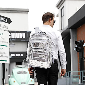 Birity Clear Backpack Heavy Duty,Large PVC Transparent Backpack,See Through Book Bag,Transparent Backpack For Teenager and Adults,Clear Bookbag for School,Sports,Work,Travel, College