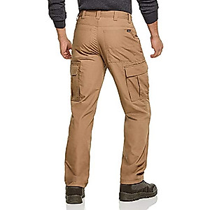 CQR Men's Winter Tactical Cargo Pants, Thermal Fleece Lined Outdoor Snow Ski Hiking Work, Fleece Cargo Coyote, 34W x 32L