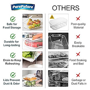 Pure Future 7 Pack Refrigerator Organizer Bins Stackable with Lids, Fridge Organizers and Storage Clear, BPA Free Kitchen and Pantry Organization, Food Storage Containers for Fruits & Vegetables1