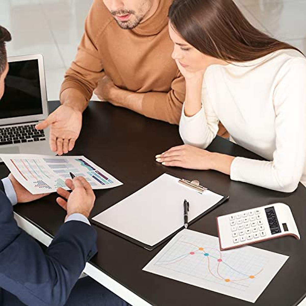 Rose Gold Calculator, UPIHO Rose Gold Office Supplies and Accessories, 10 Digits Solar Battery Basic Office Calculator, Dual Power Desktop Calculator with Large LCD Display, Pink Office Supplies