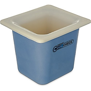 Carlisle FoodService Products CM1104C1402 Coldmaster CoolCheck 6" Deep Sixth-Size Insulated Cold Food Pan, 1.6 Quart, Color Changing, White and Blue