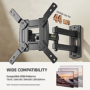 AM alphamount TV Wall Mount Bracket Full Motion for Most 13-39 inch TVs Monitors with 360° Rotation Articulating Swivel Extension Arms and Tilt, Hold TV up to 44lbs Max VESA 200x200mm
