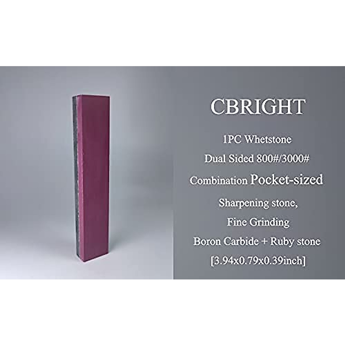 CBRIGHT Knife Sharpening Stone 1PC Whetstone 2 Sided 800#/3000Grit Combination Pocket-Sized Sharpening Stone, Fine Grinding Boron Carbide/Ruby Stone [3.94x0.79x0.39inch]