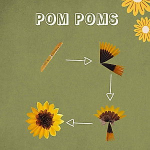 12Pcs Sunflower Tissue Paper Pom Poms Flower DIY 12" 8" for Yellow Brown Themed Birthday Party Sunshine Baby Shower Bridal Country Wedding Party iwlorys (Sunflower)