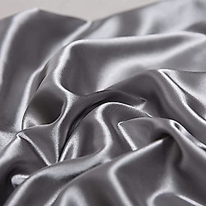 MOLIER. LU Satin Pillowcase Set of 2 Bed Pillowcases with Envelope Closure Slip Pillowcase Cover for Hair and Skin Cooling Pillowcase (20x30 Inches) Queen Deep Grey