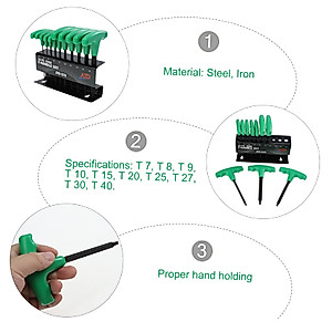 VILLCASE 1 Set star iron suite plum bossom handle tools for T-shaped Screwdriver screwdriver Repair Tool hand tools 45# steel precision screwdriver Screwdriver repair wrench