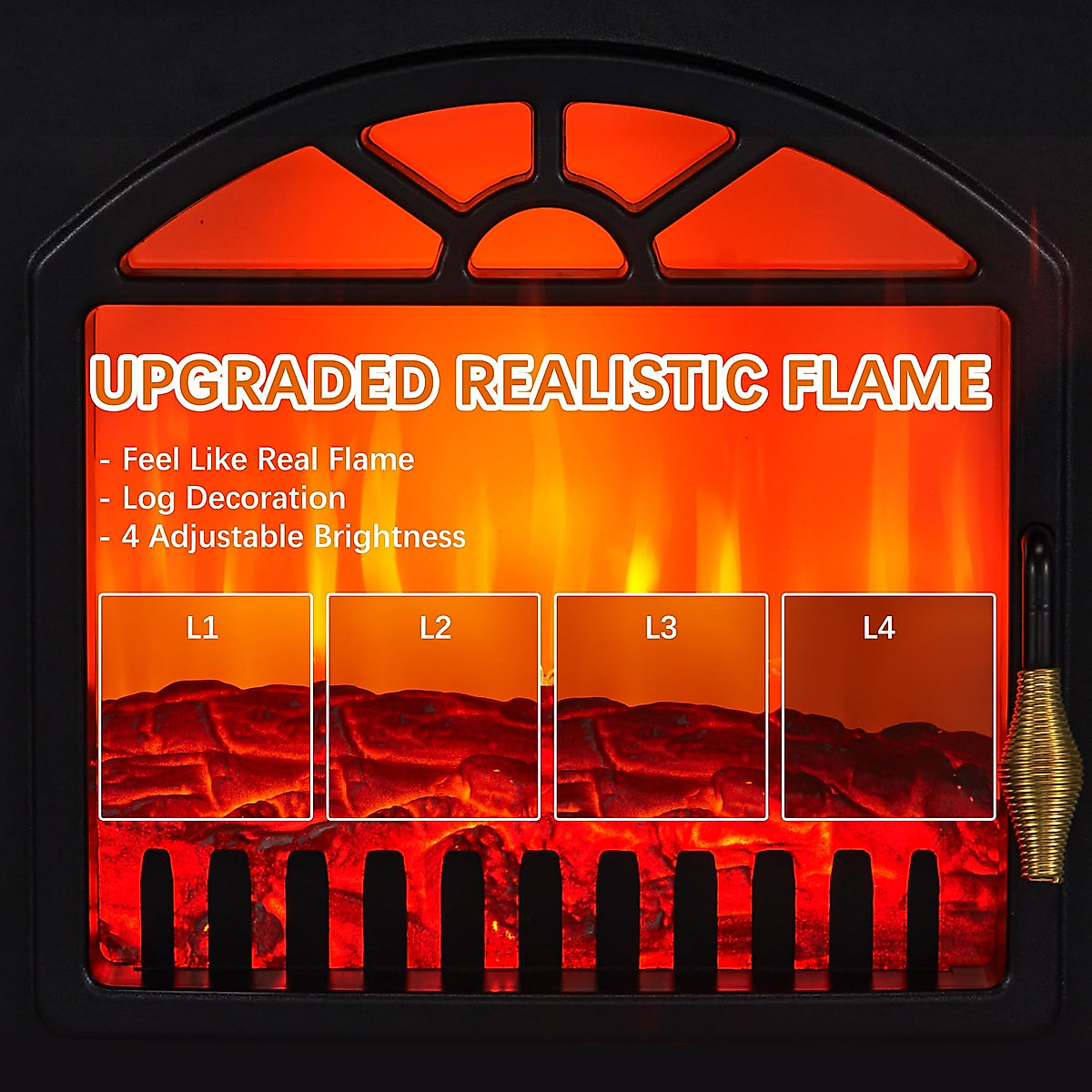 Besunbar 23 Inch Electric Fireplace Stove,Freestanding Electric Fireplace Heater w/Infrared Heating 1000/1500W,Log Set & Realistic Flame,Timer,Remote Control,Ideal for Home & Office,Black