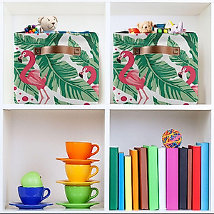 SDMKA Fabric Storage Baskets Pink Flamingo Foldable Baskets Large Storage Bins for Organizing Shelves Closet Home, Decorate Your Rooms