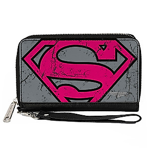 Buckle-Down Women's PU Zip Around Wallet Rectangle-Superman, 7.5"x4.5"