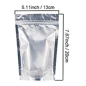 SumDirect Reusable Aluminium Foil Zip Lock Stand Up Food Pouches Bags with Notch for Food Storage 5.1x 7.8 Inches, 11.5oz, Pack of 50