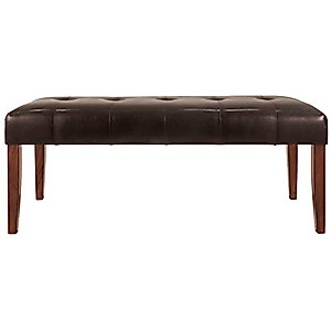 Signature Desig by Ashley Lacey Tufted Upholstered Dining Room Bench, Medium Brown