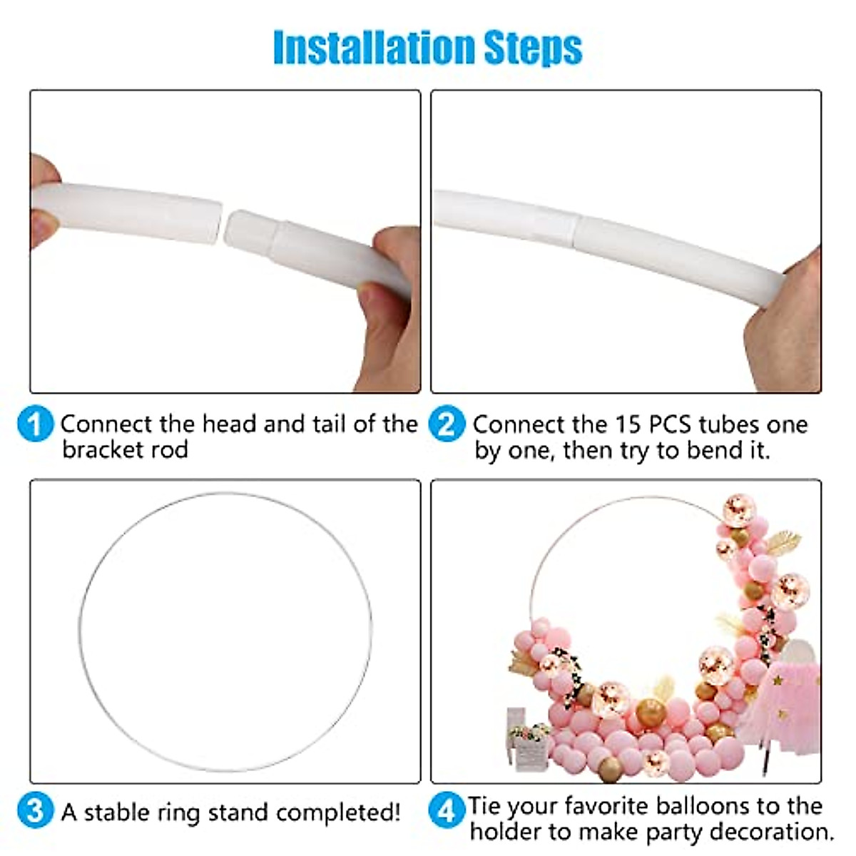 YYQQ Round Balloon Arch Kit, Balloon Circle Frame Kit, Balloon Arch Garland Kit for Holder Wedding, Christening, Decoration, Large Photo Background, Birthday, Party Decor (180cm)