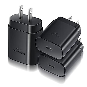 USB C Wall Charger Adapter, Costyle 3 Pack PD 25W Super Fast Charger Type C Charging Block Compatible Samsung Galaxy S23/S22/S21/S20 Ultra/Plus/S20FE/S10/A13/A53/A71/Note 20 Ultra/10,Pixel 7/6A-Black
