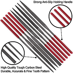 ANCIRS 10 Pack Needle File Set, Mini Needle Jewelry File Set, Hardened Alloy Strength Steel Files