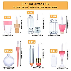 Vankcp 30 Pcs Cute Empty Lip Gloss Tubes, 6 Styles Lip Glaze Tubes Novelty Red Wine Glass Lip Oil Bottles Empty Lip,Refillable Lip Balm Containers for Women Girls DIY(5/8/10ML)