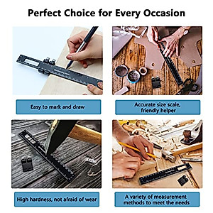 Precision Pocket Woodworking Ruler 8 inch Marking Measuring Ruler Professional Woodworking Tools Ruler Metal Construction Ruler Inch and Metric Ruler Slide Ruler Learning Ruler with Slide Stops