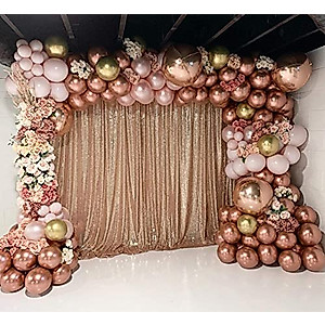 Rose Gold Balloons 92pcs Metallic Rose Gold Balloon Garland Arch Kit 5/10/12/18 Inch Different Sizes Rose Gold Latex Balloon For Wedding Girls Engagement Birthday Bachelorette Party Decorations