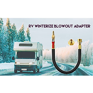 HQMPC 20" RV Winterizing Kit Sprinkler Blowout Adapter with 1/4" Plug Shut Off Valve 3/4" GHT Connect Air Compressor Water Blow Out Fitting Adapter for Winterize RV Camper Travel Trailer (Total 20")