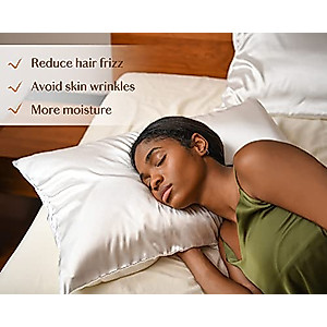 YANIBEST Satin Pillowcase for Hair and Skin - Super Soft Silk Pillowcase for Hair and Skin 2 Pack 20x30 inches | Cooling Satin Pillowcases with Zipper | Satin Pillow Case Standard Size Queen