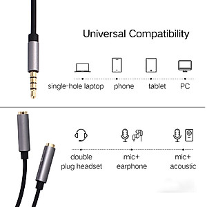 USB Splitter USB Splitter Headphone Splitter 3.5mm Stereo Audio Adapter Cable Male to 2 Male for Smartphone Computer Earphone Speakers Headset Splitter Headphone Adapter