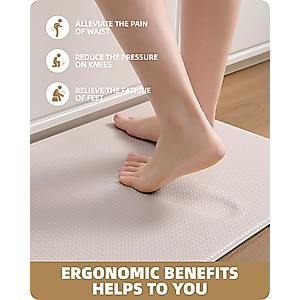 Color&Geometry Kitchen Rugs, Kitchen Runner Rug Kitchen Floor Mat, Cushioned Anti-Fatigue Kitchen Mat, Non Slip Waterproof Comfort Standing Padded, Memory Foam Kitchen mat, 17"x59", Beige