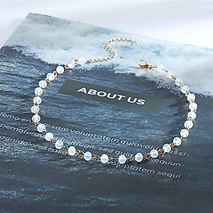 Olbye Tiny Rainbow Moonstone Necklace Choker Minimalist Gold Necklace for Women Necklace Everyday Jewelry