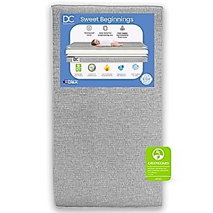 Delta Children Sweet Beginnings Dual Sided Baby Crib Mattress and Toddler Mattress, GREENGUARD Gold and CertiPUR-US Certified, Firm Plant-Based Foam, Waterproof, 5 Year Warranty, Made in USA