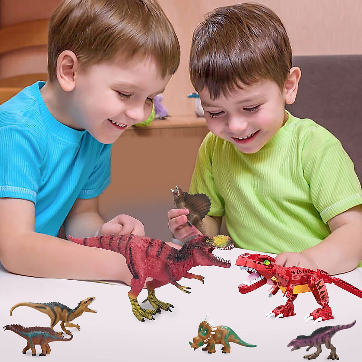 COGO MAN Dinosaurs Building Sets, Dinosaurs Toys 2 Pack, T Rex Dinosaur Figures and Dinosaur Blocks 131 PCS, Tyrannosaurus Toys for Boys and Girls Age 6-12