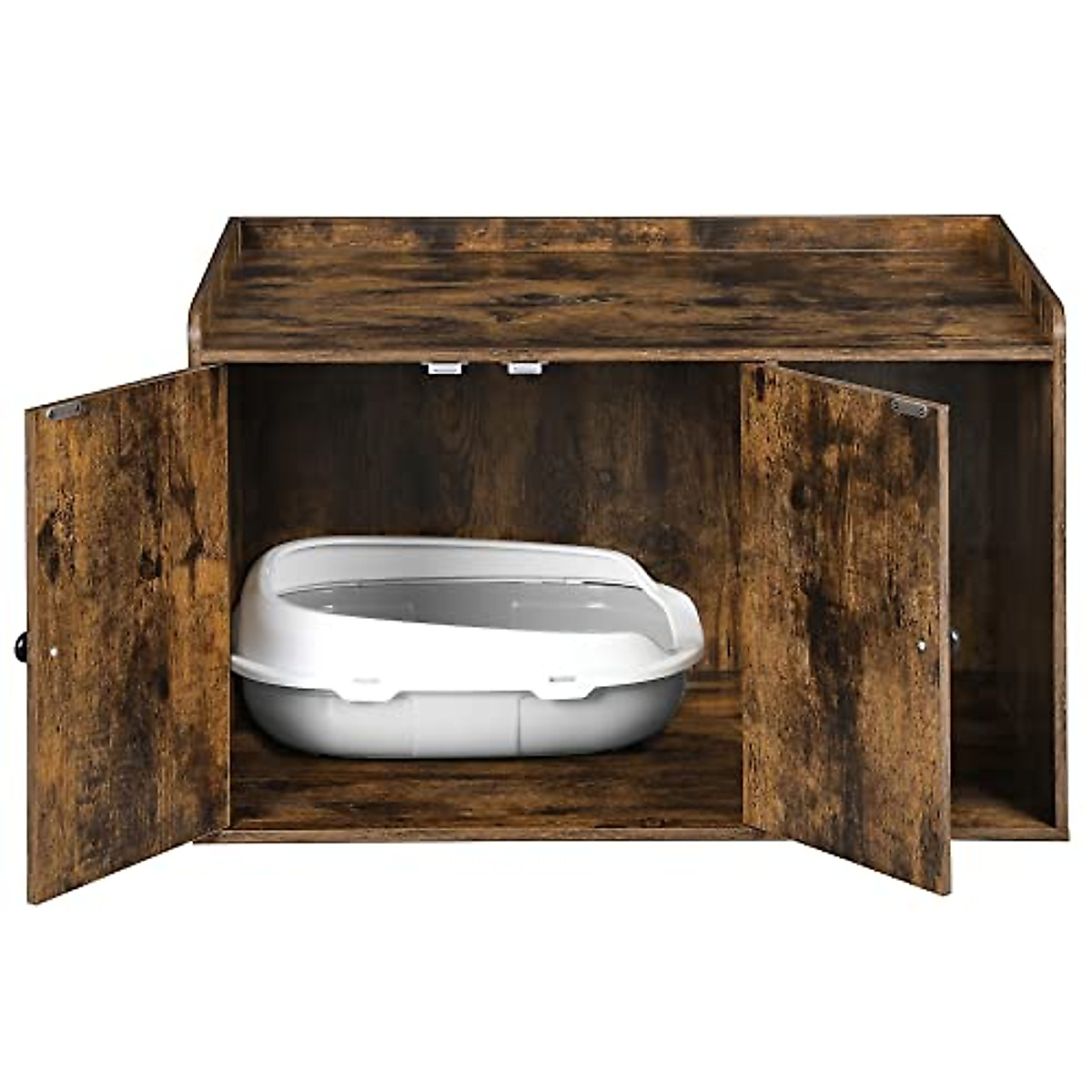 FEANDREA Litter Box Enclosure, Cat Litter Box Furniture Hidden, with Front Entry, Modern Cat House for Indoor Cat, Kitty, Side End Table, 32.4 x 20.9 x 19.7 Inches, Rustic Brown UPCL001X01