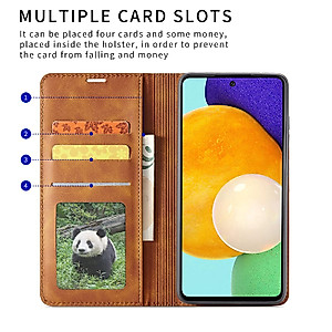 ZZXX for Samsung Galaxy A52 5G Case Wallet,Galaxy A52 Wallet Case with Card Holder Kickstand Magnetic Soft Leather Flip Fold Case for Samsung Galaxy A52S 5G Case(Brown 6.5 Inch)