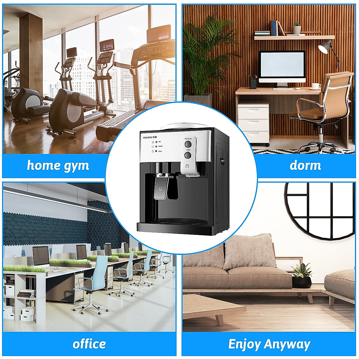 Top Loading Water Cooler Dispenser, 5 Gallon Water Dispenser w/ 3 Temperature Setting, Hot & Cold Water Dispenser for Home, Office & Dormitory (White)