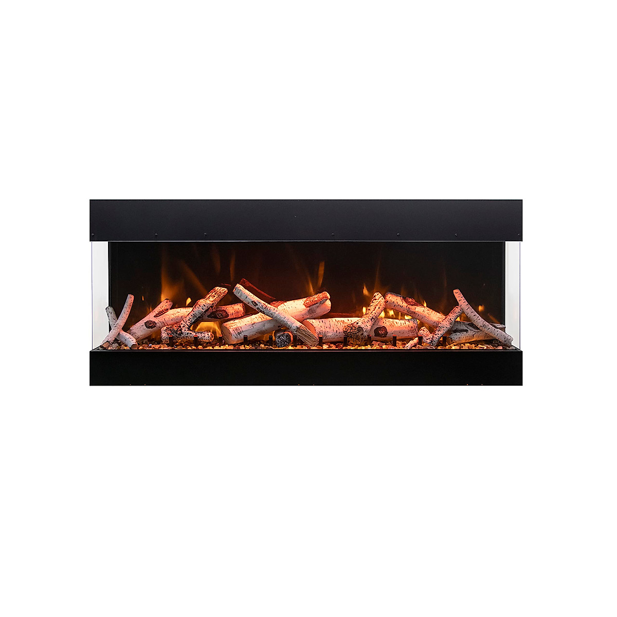 Amantii TRV-75-BESPOKE Tru View Bespoke - 75" Indoor/Outdoor 3 Sided Electric Fireplace, WiFi, Bluetooth, Speaker, and a Selection of Media Options