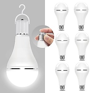 Neporal Emergency-Rechargeable-Light-Bulb, Stay Lights Up When Power Failure, 1200mAh15W 80W Equivalent LED Light Bulbs for Home, Camping, Tent (6 Count Daylight)