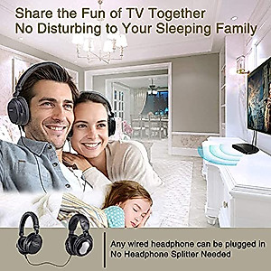 SIMOLIO 2.4G Wirelesss TV Headphones with 100ft Long Range, Tone Control, Mono or Stereo Option, No Need, No Delay