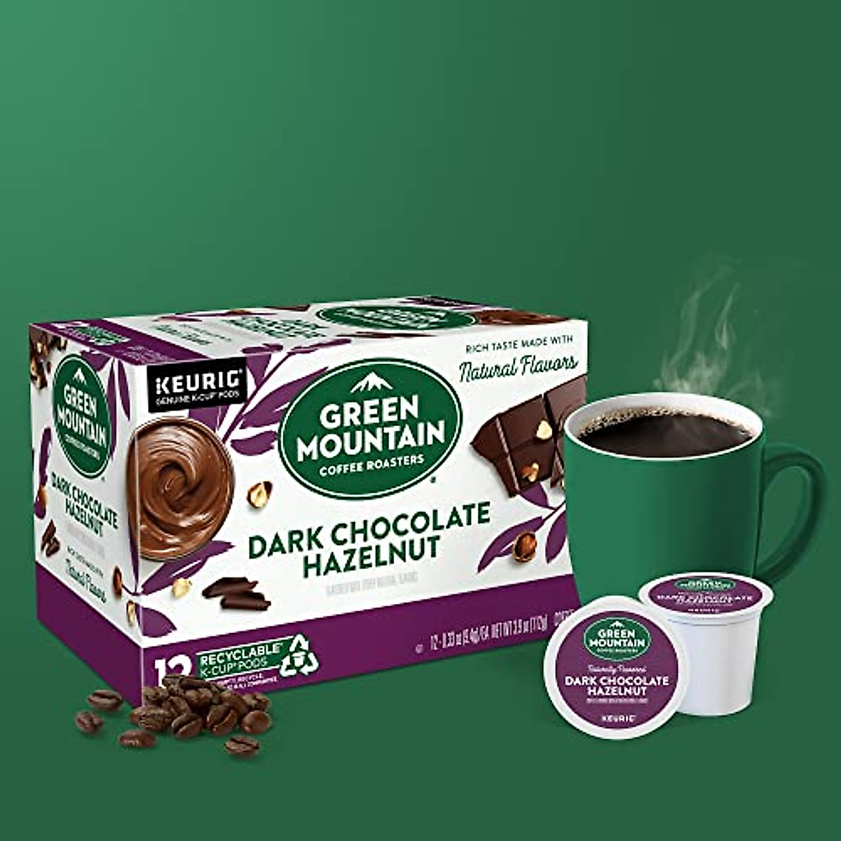 Green Mountain Coffee Roasters Dark Chocolate Hazelnut Coffee, Keurig Single Serve K-Cup Pods, 72 Count (6 Packs of 12)