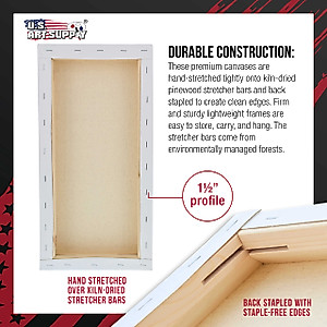 U.S. Art Supply Long Stretched Canvas for Painting 6x12 inch Gallery Depth 1-1/2" Thick, 3-Pack - 12oz Acrylic Gesso Triple Primed, Professional Artist Quality, 100% Cotton - Pouring, Oil Paint