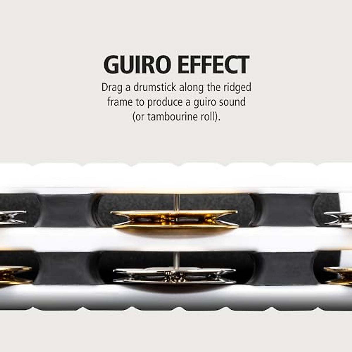 Meinl Percussion Traditional Tambourine, Handheld Half-Moon Shape with Synthetic Frame — NOT Made in China — Double Row Dual Alloy Jingles, 2-Year Warranty (TMT1M-WH)