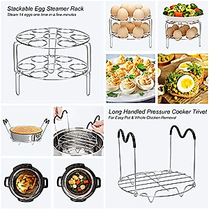 Accessories for Instant Pot, Sugaroom 100 PCS Pressure Cooker Accessories Set Compatible with Instant Pot Accessories 6 qt 8 quart-2 Steamer Baskets, Springform Pan, Egg Rack, Egg Bites Mold and More