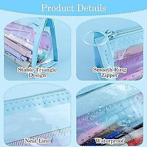 Qianyu 4 Pcs Clear Pencil Cases Transparent Marker Pen Pouch with Zipper Exam Pencil Storage Bag Travel Cosmetic Small Makeup Bags Stationery Toiletries Organizer for Office Adults
