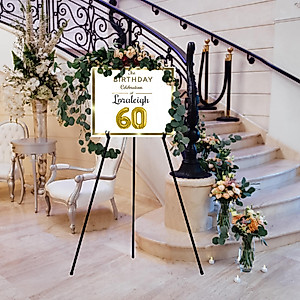 63" Tall Display Easel, Folding Instant Poster Easel, Black Steel Metal Telescoping Art Easel for Display Show, Easy Assembly with Carrying Bag (Black, 1Pack)