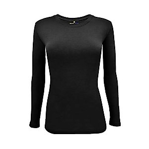 Natural Uniforms Women's Under Scrub Tee Crew Neck Long Sleeve T-Shirt (Black, Medium)