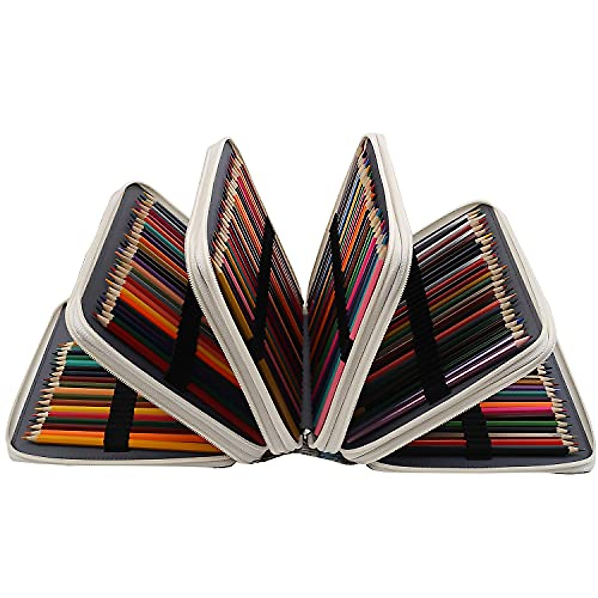 Shulaner 250 Slots Colored Pencil Case with Zipper Closure Large Capacity Retro Style Element Pattern Pencils Bag Waterproof 840D PVC Fabric Pen Organizer Storage Holder for Artist